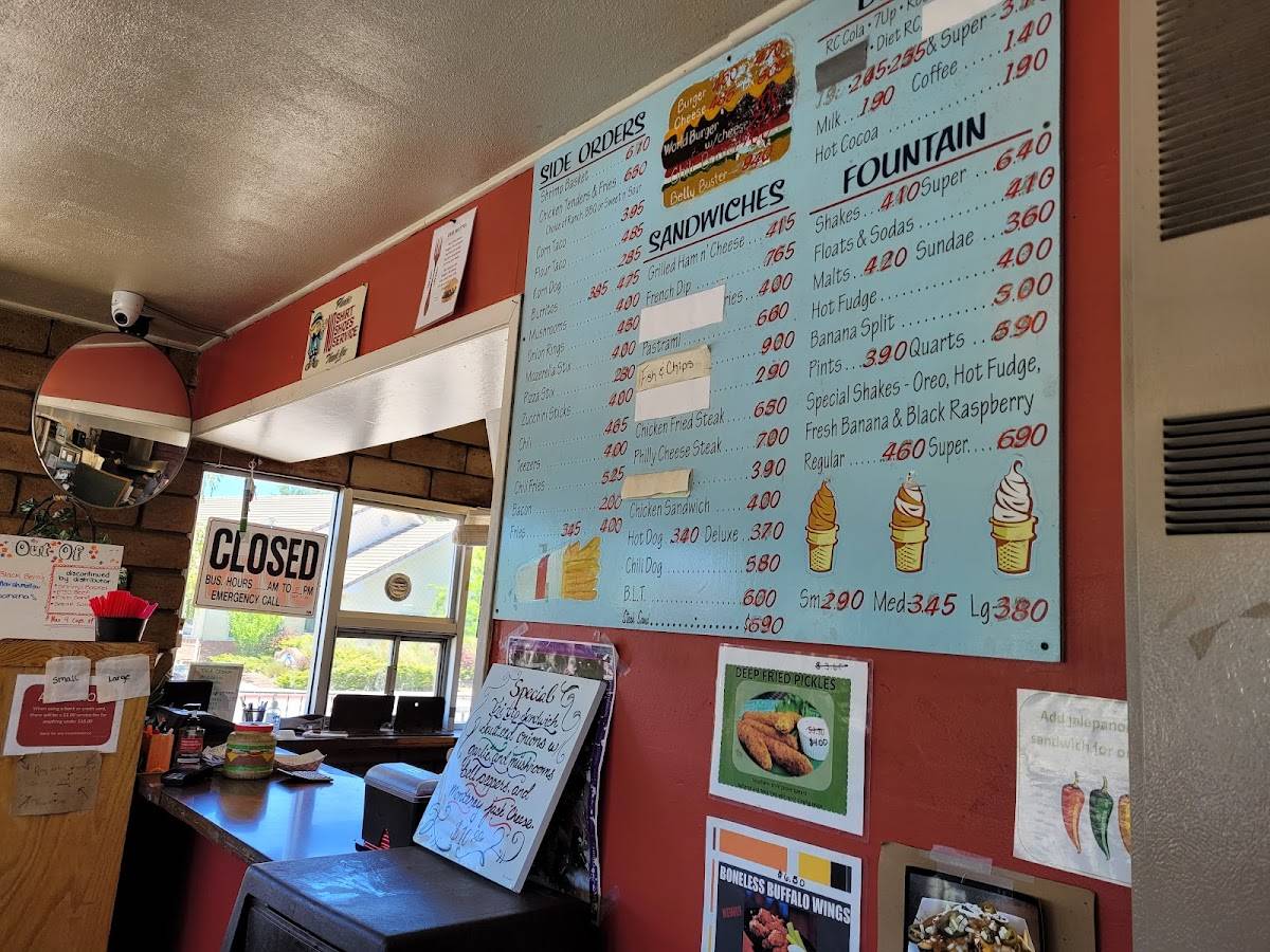 Menu at Frosty Mill restaurant, Susanville