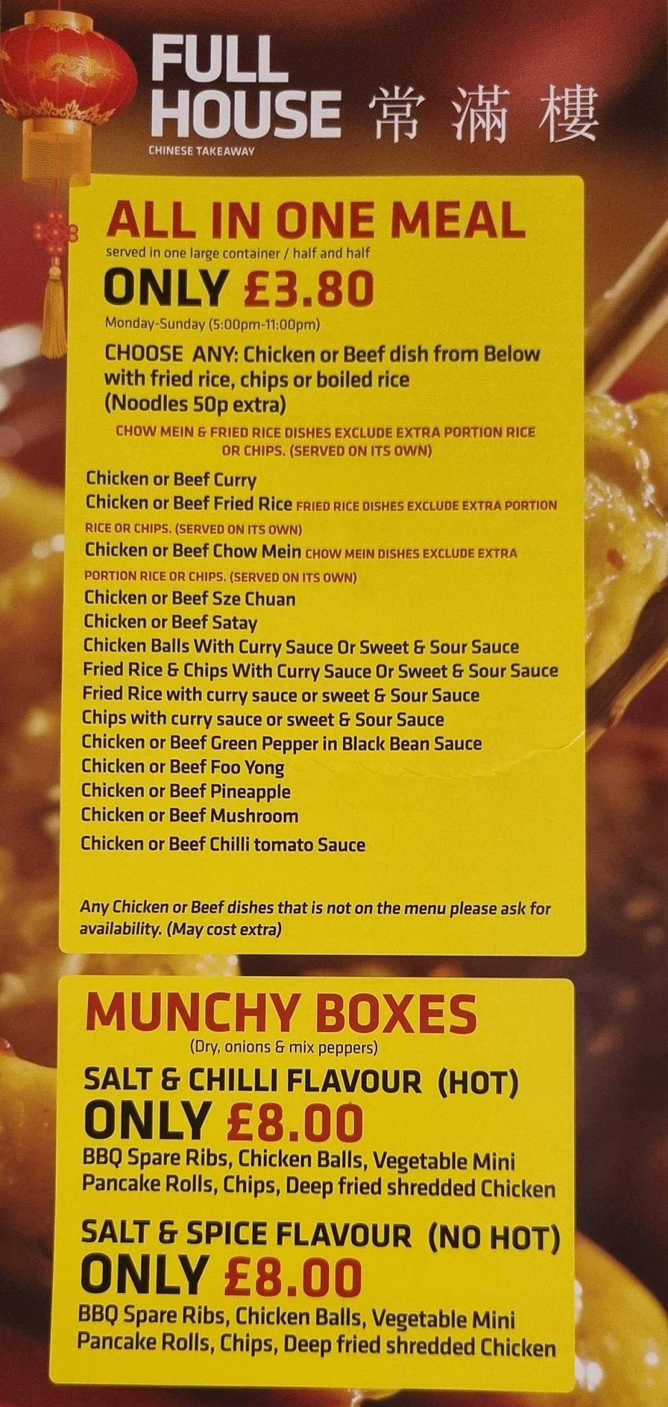 Menu at Full House fast food, Grangemouth, 7 Station Rd