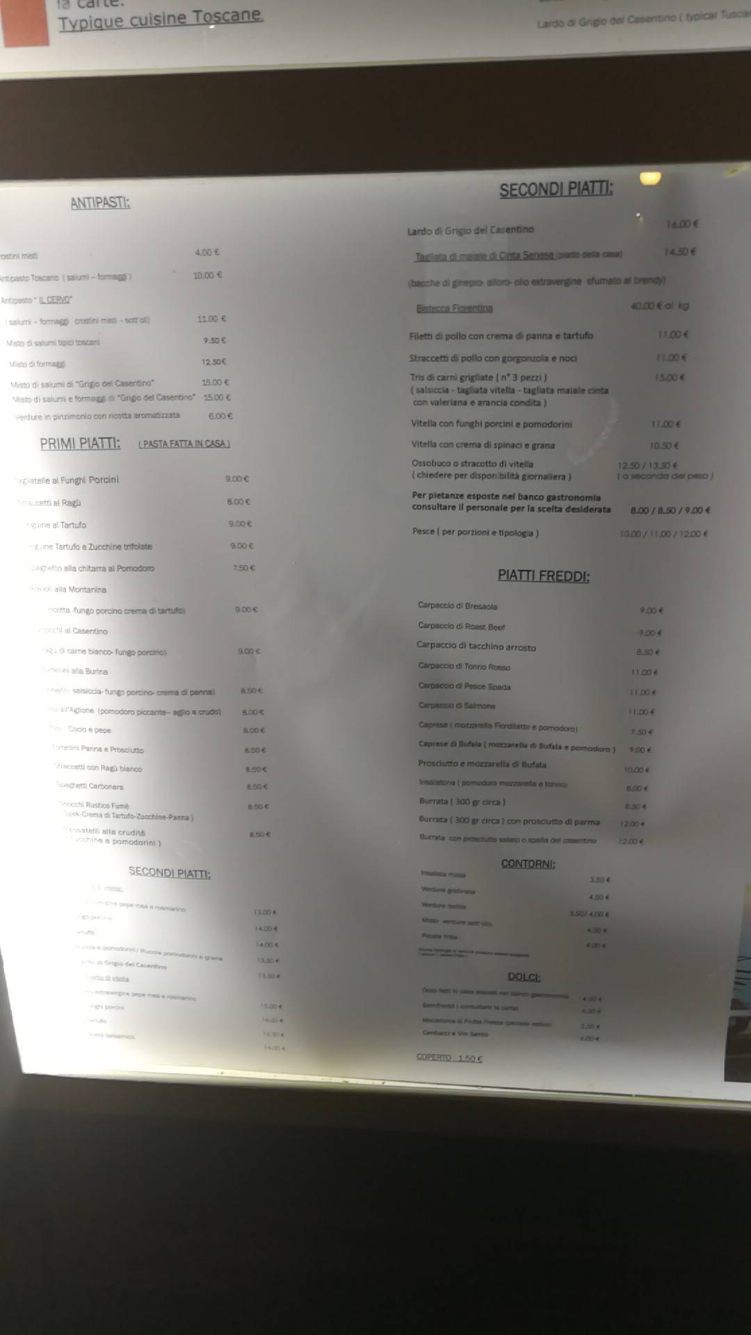 Speisekarte von Gastronomia Ristorante Il Cervo, Arezzo, Via Camillo ...