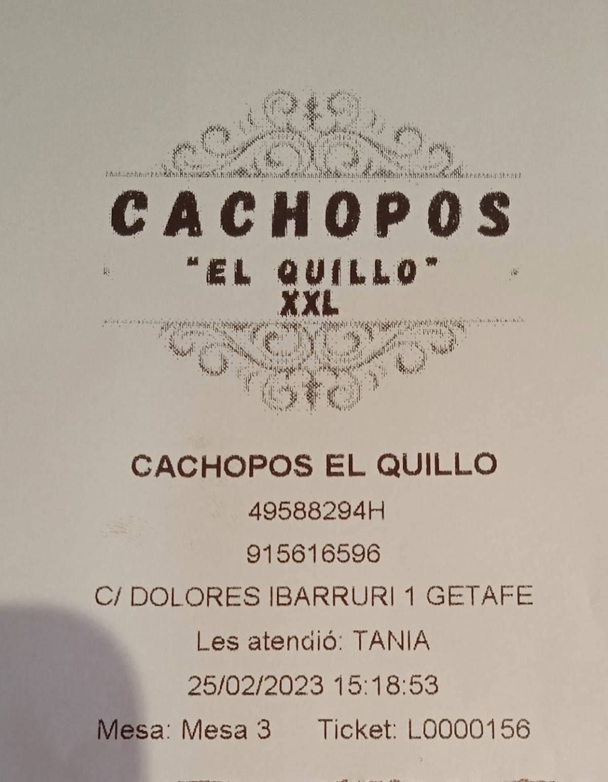 Carta del restaurante Cachopos El Quillo, Getafe