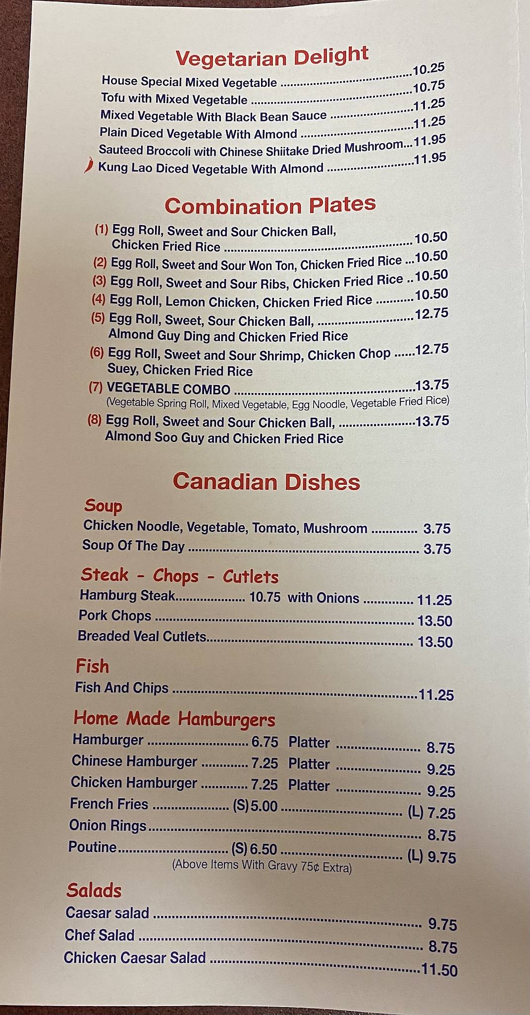 Menu at Golden Flower restaurant, Cochrane