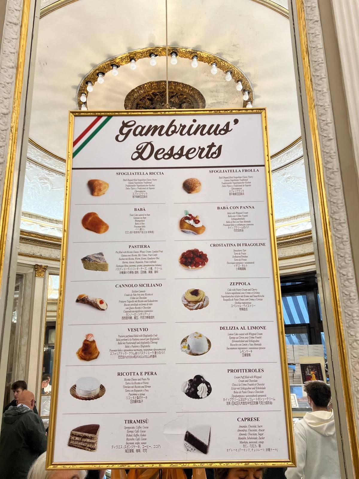 Menu da Gran Caffè Gambrinus caffè bar, Napoli, Via Chiaia
