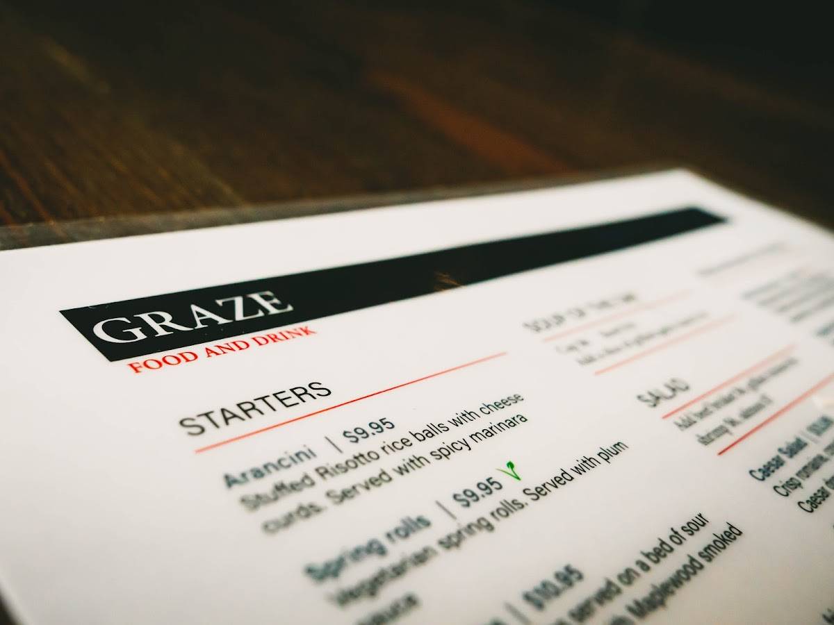 Menu at Graze Food & Drink pub & bar, Canmore