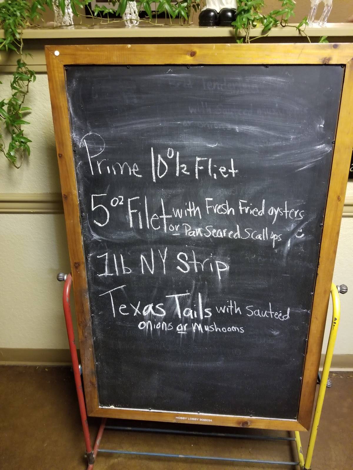 Menu at The Butcher's Block steakhouse, Greeneville