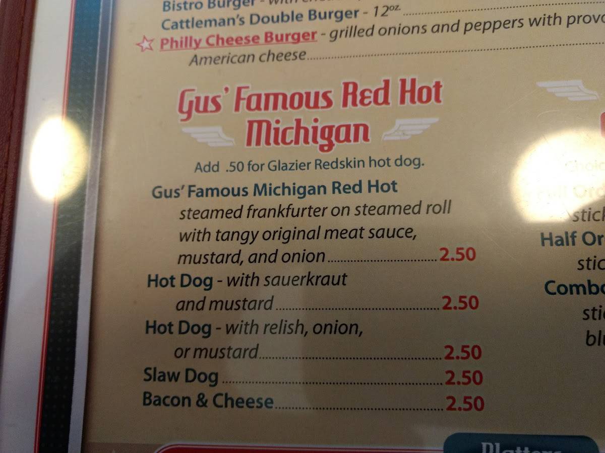 Menu at Gus' Red Hots restaurant, Plattsburgh