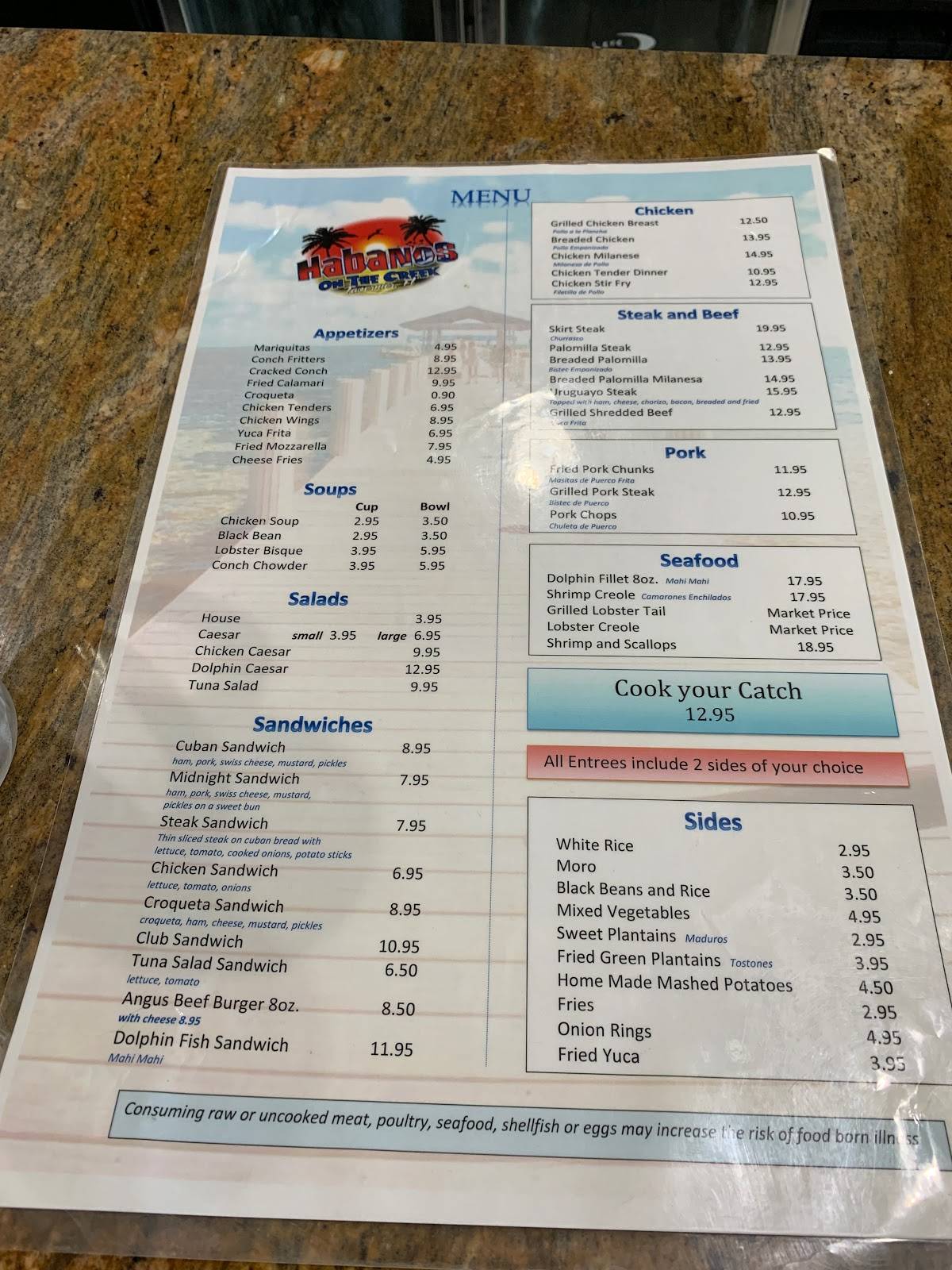 Menu at Habanos Oceanfront Dining pub & bar, Islamorada
