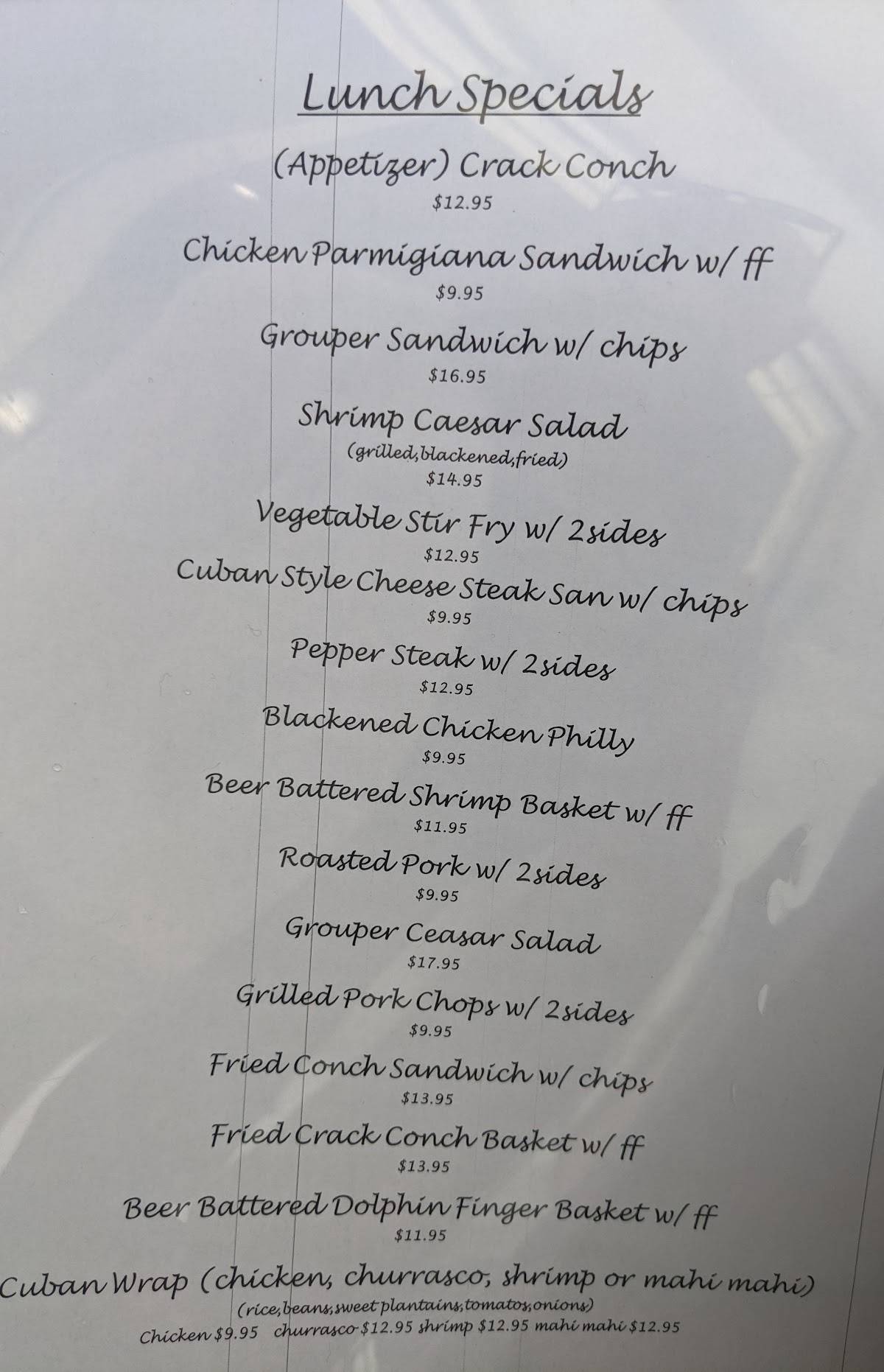 Menu at Habanos Oceanfront Dining pub & bar, Islamorada