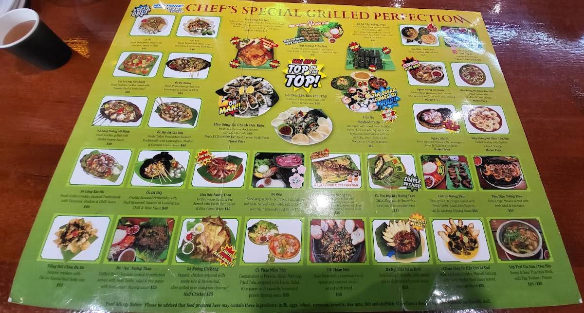 Menu at Hai Au Lang Nuong restaurant, Canley Vale