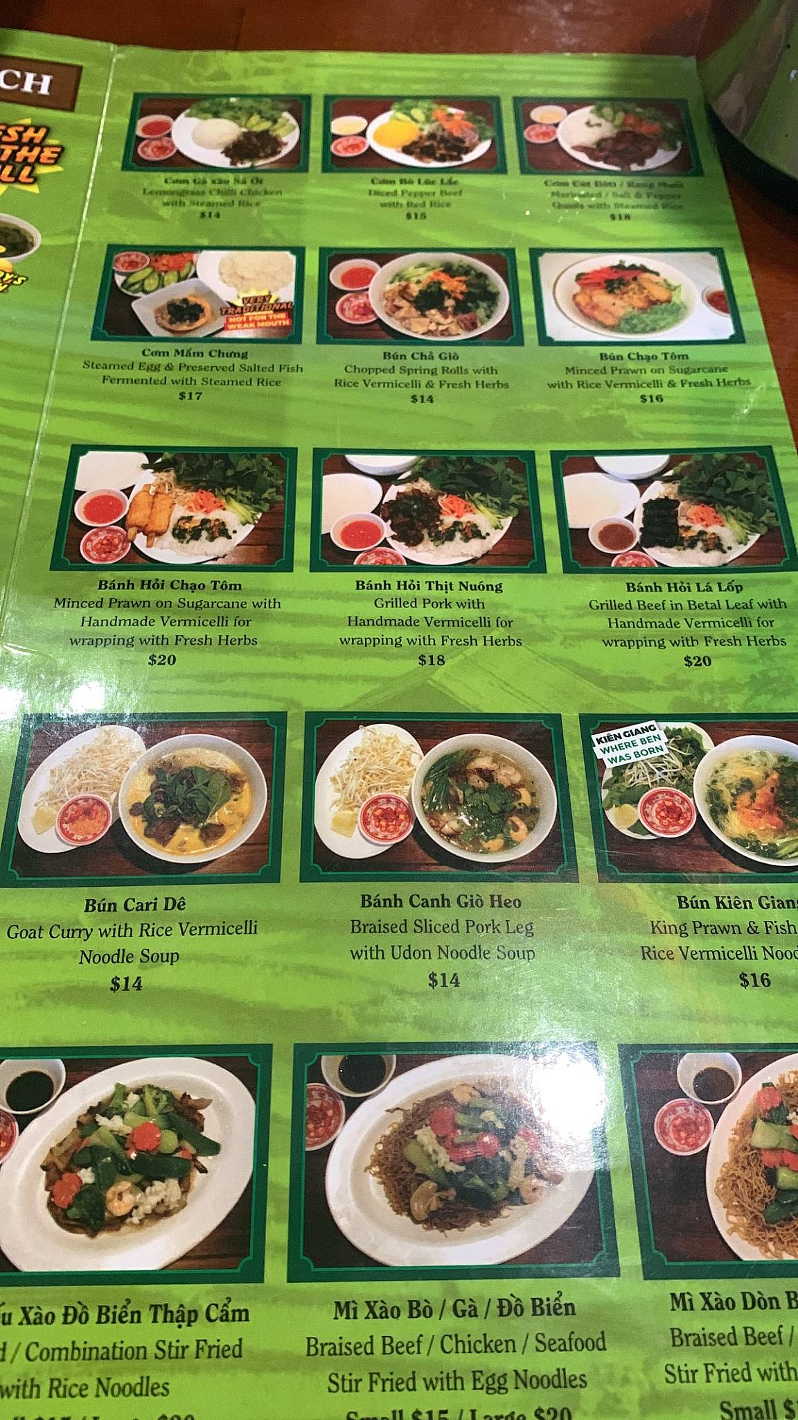 Menu at Hai Au Lang Nuong restaurant, Canley Vale
