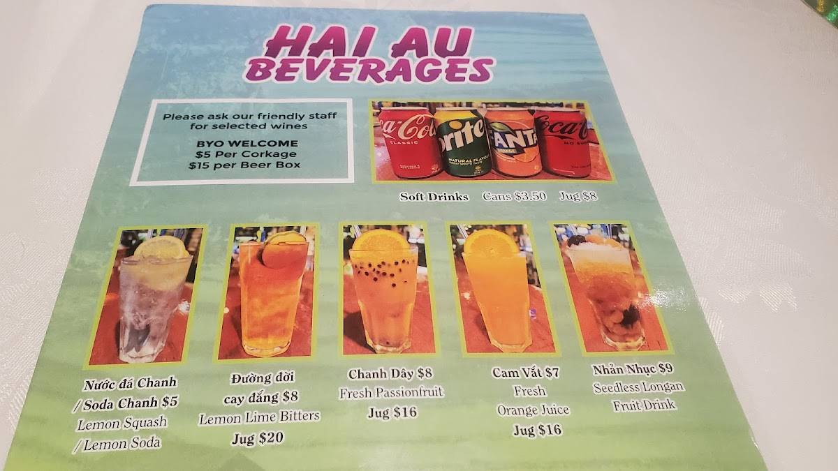 Menu at Hai Au Lang Nuong restaurant, Canley Vale