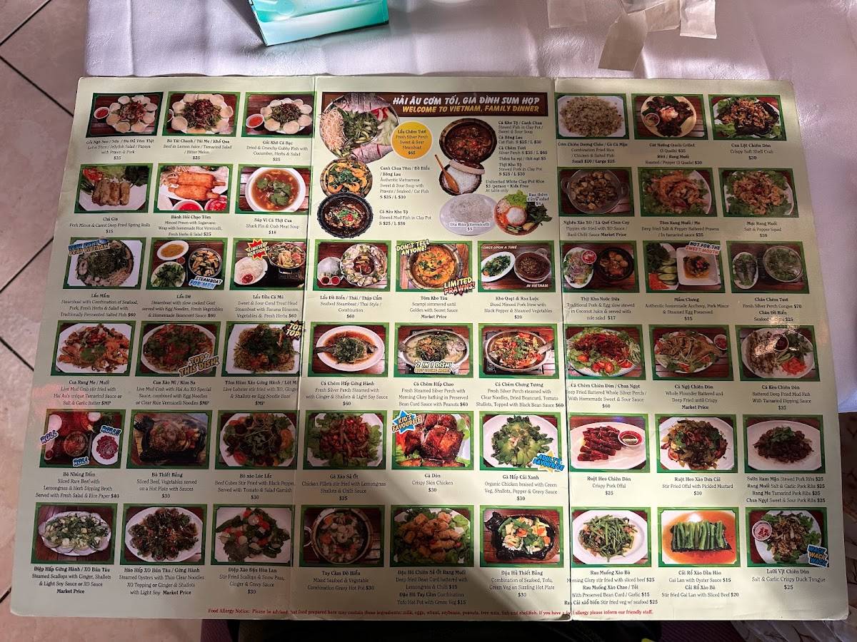 Menu at Hai Au Lang Nuong restaurant, Canley Vale