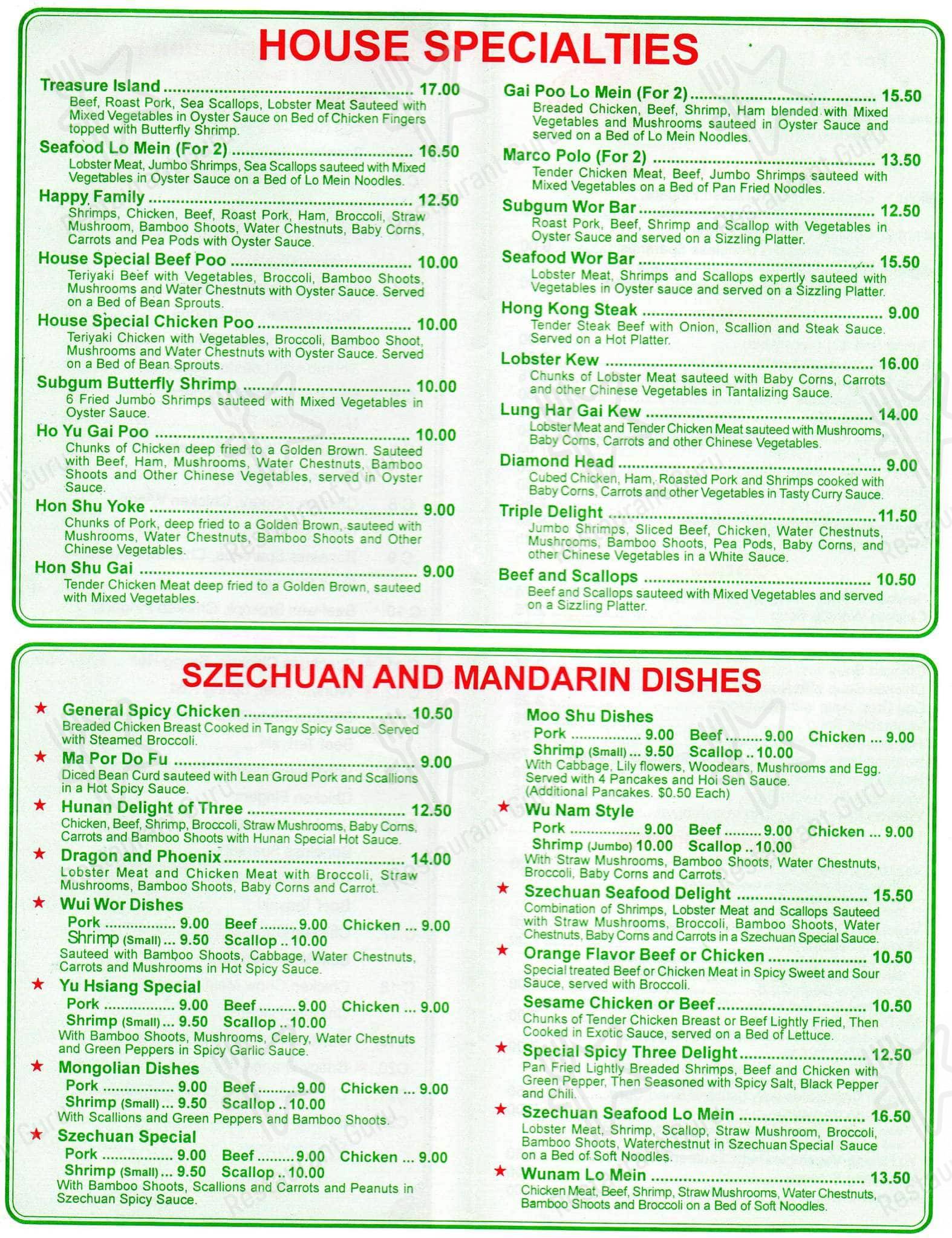Menu at Happy Dragon restaurant, Biddeford