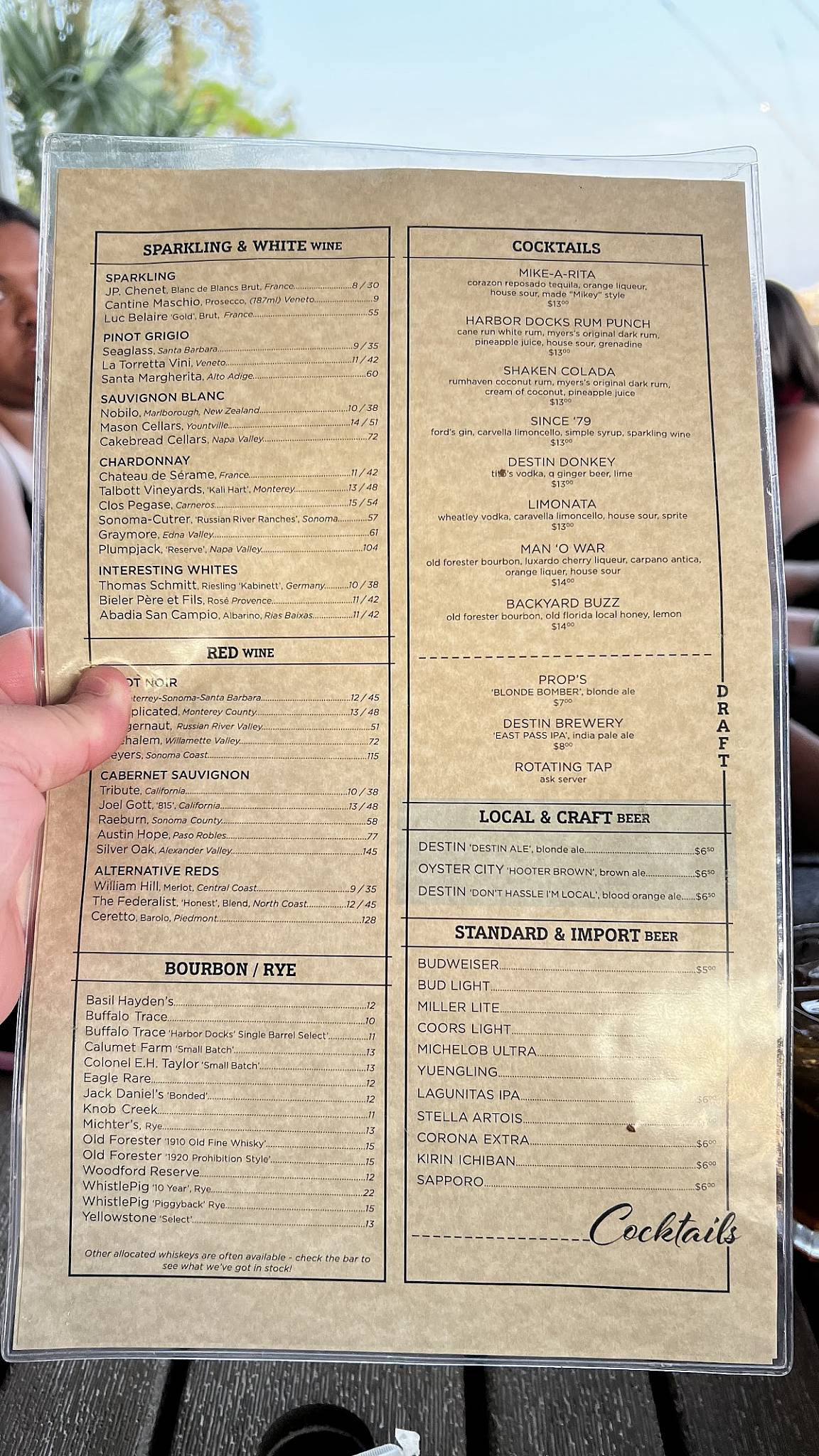 Menu at Harbor Docks restaurant, Destin, 538 Harbor Blvd