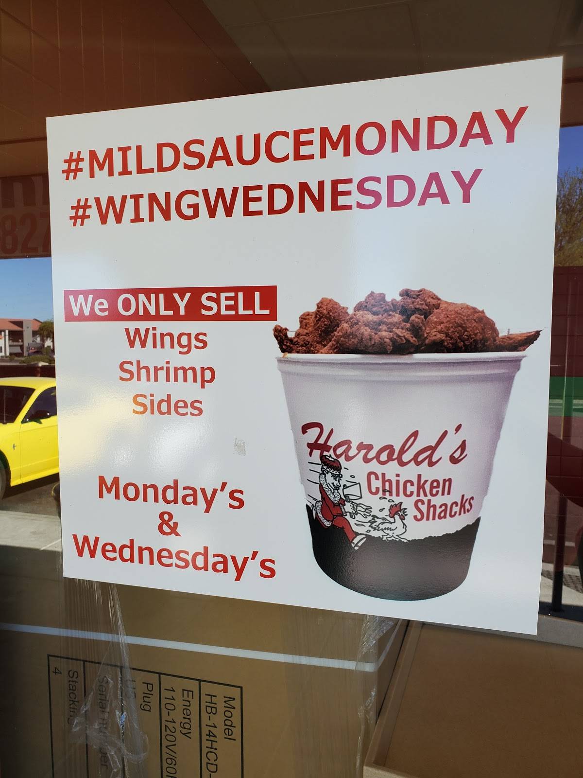 Menu at Harold's Chicken restaurant, Phoenix