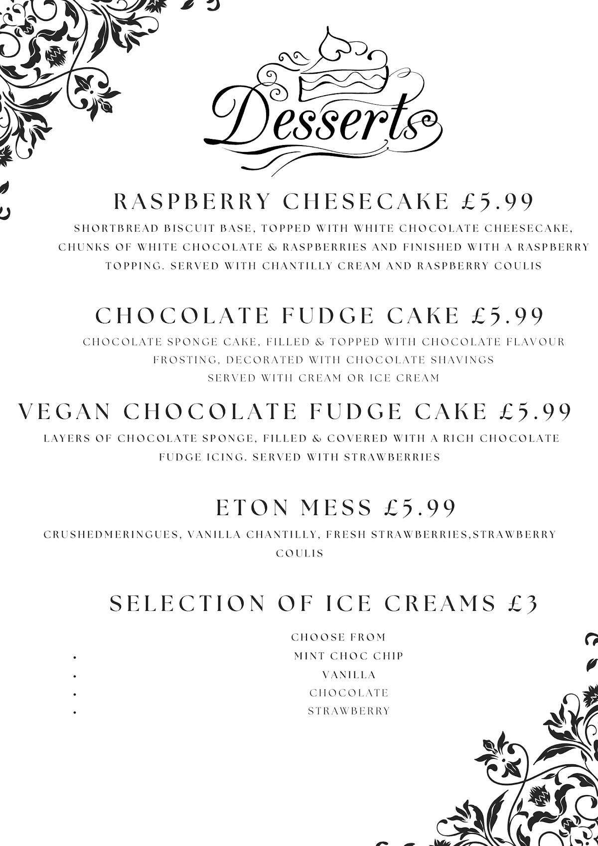 Menu at The Amble Inn pub & bar, Harpenden
