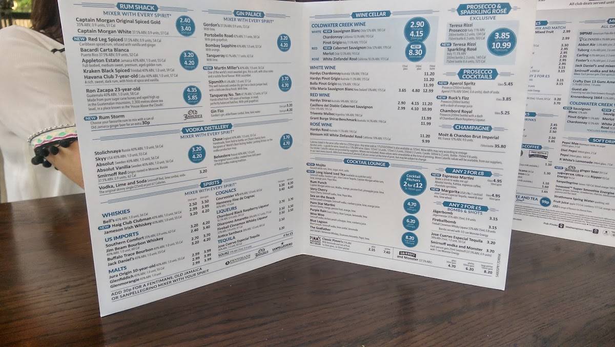 Menu at Harpsfield Hall - JD Wetherspoon pub & bar, Hatfield, 13a ...