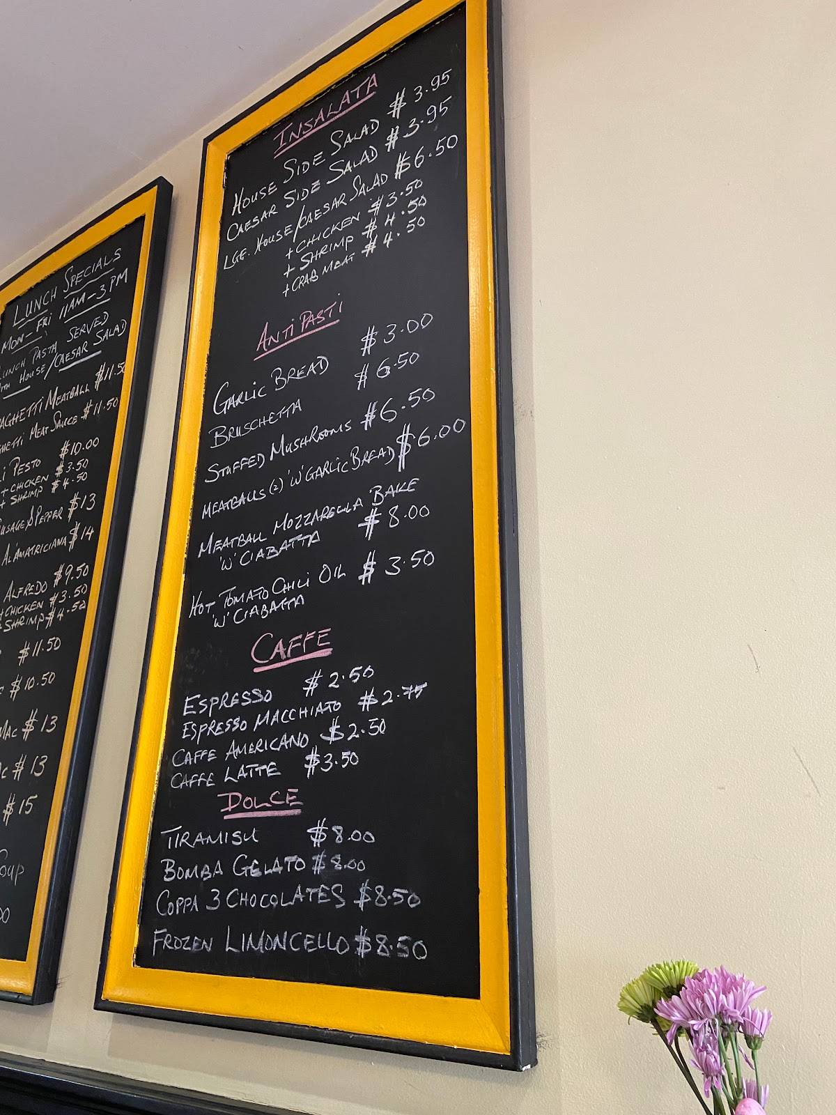 Menu at Pastorante restaurant, Harrisburg
