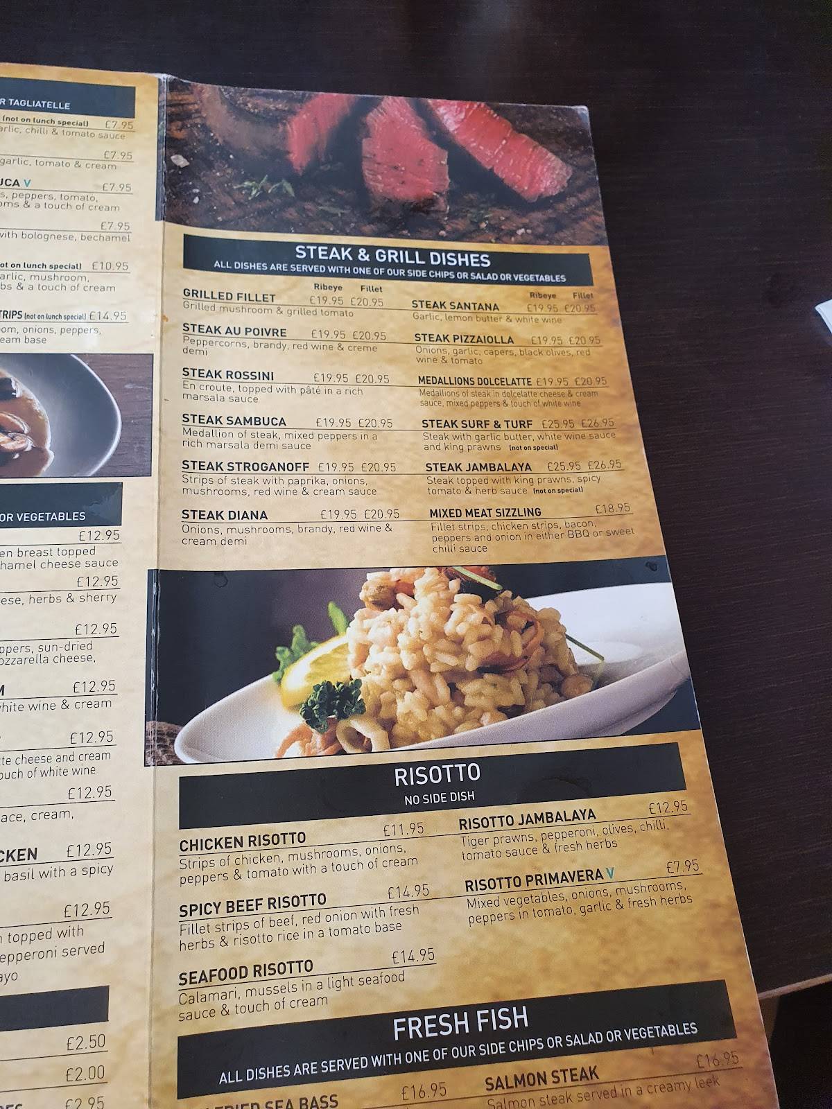 Menu at Sambuca pizzeria, Hartlepool