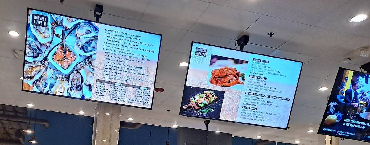 Menu at Harvest Buffet restaurant, Tacoma