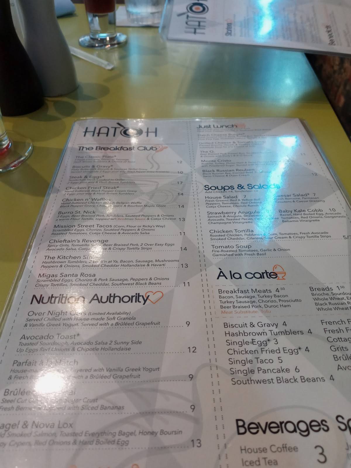 Menu at Hatch Early Mood Food restaurant, Oklahoma City, 1101 N ...