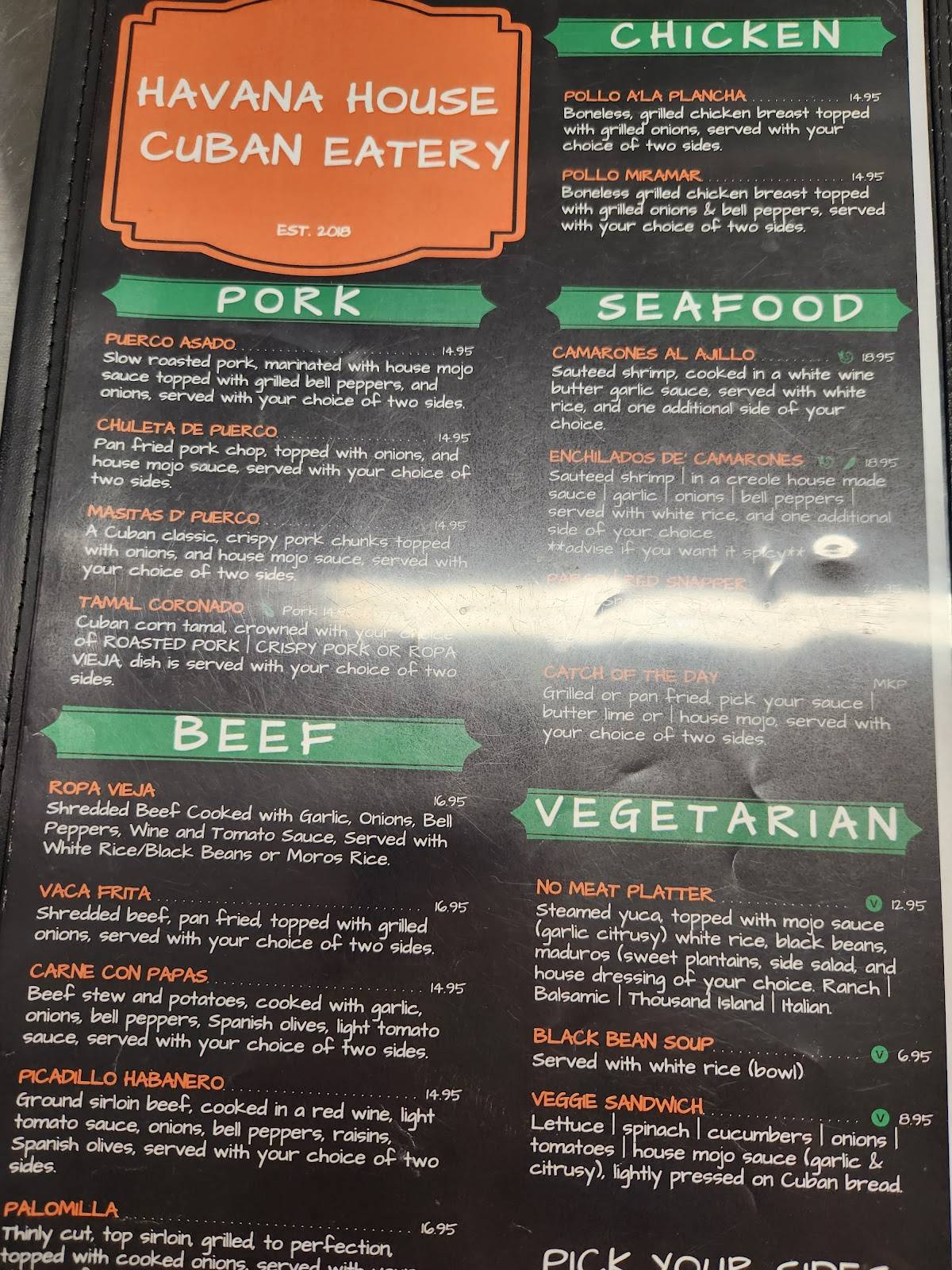 Menu at Havana House Cuban Eatery restaurant, The Woodlands