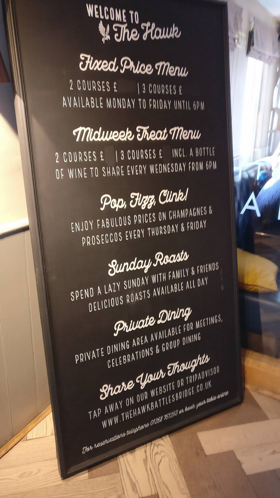 Menu at Hawk Battlesbridge Wickford pub & bar, Wickford