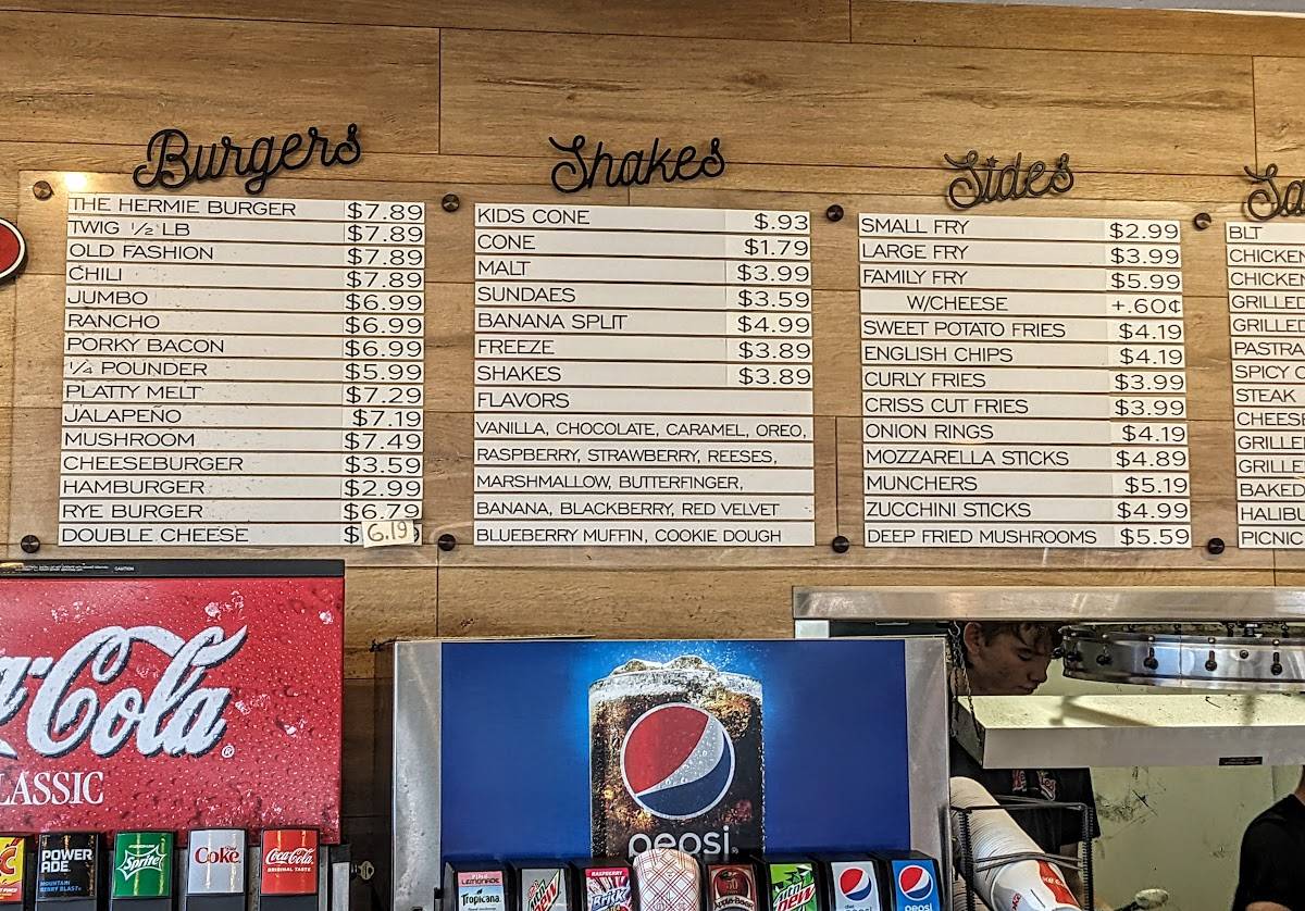 Menu at Hermie's Drive In restaurant, Cedar City