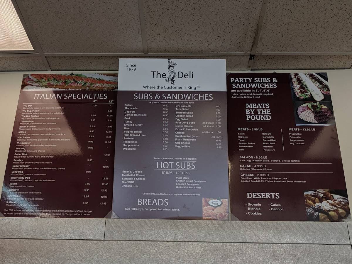 Menu at The Deli restaurant, Herndon, 480 Elden St