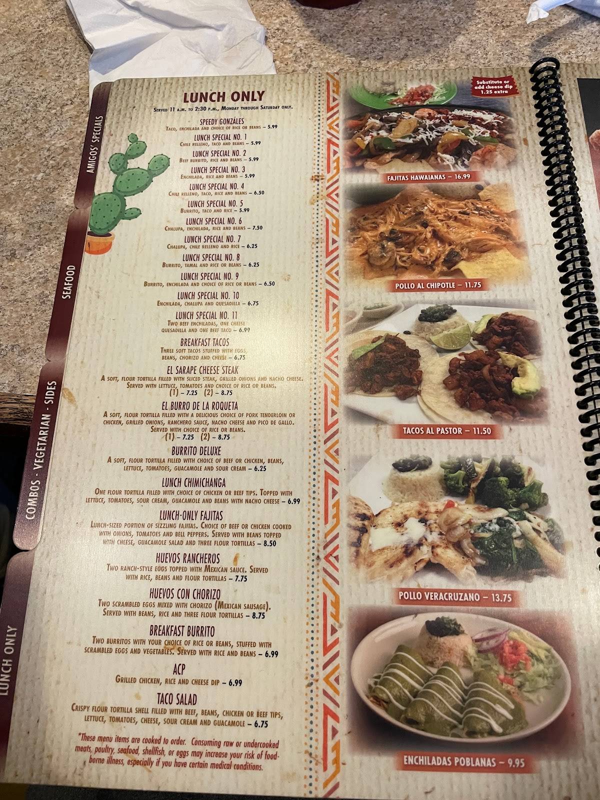 Menu at El Sarape Mexican Restaurant, Hickory