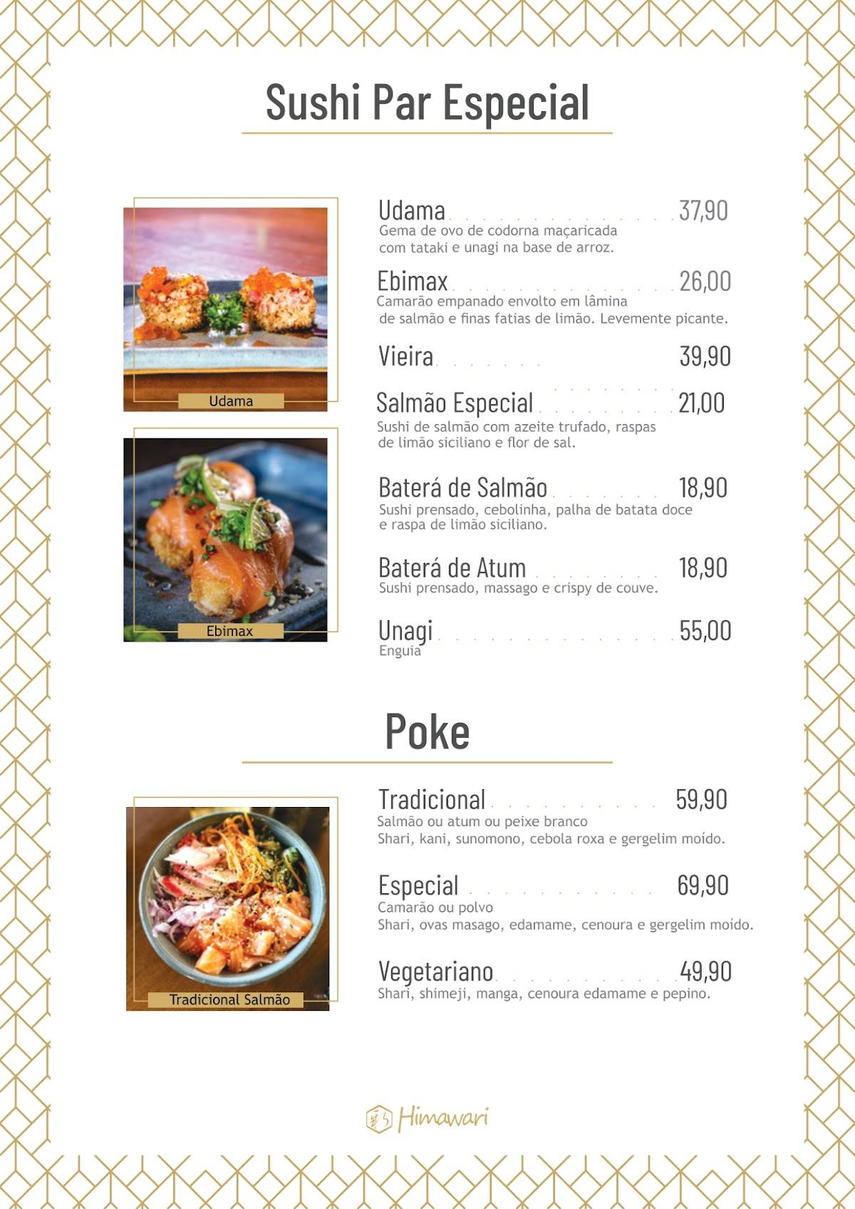 Menu em Himawari restaurante, Atibaia