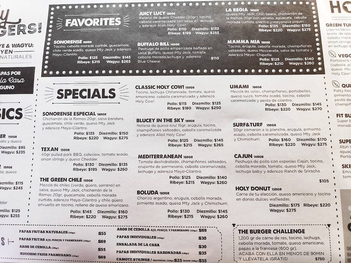 Menu at Holy Cow! Burger & Beer Joint - Linda Vista restaurant ...
