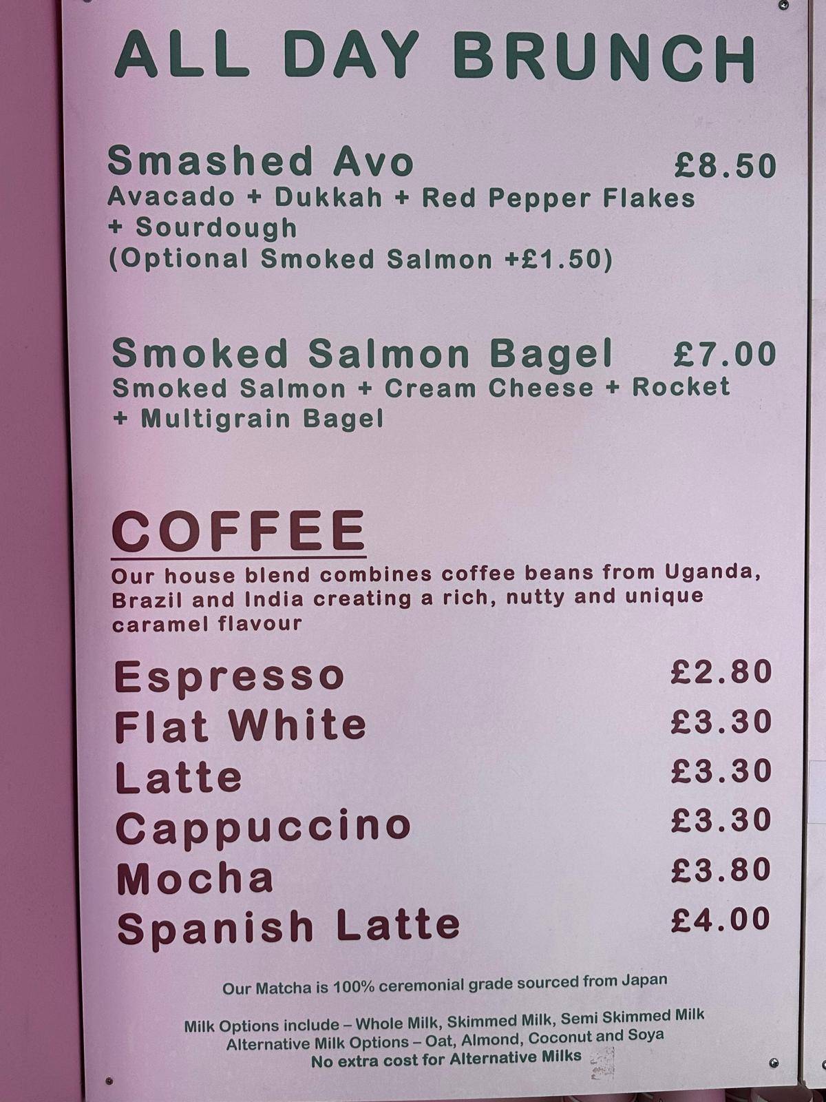 Menu at How Matcha Cafe, London