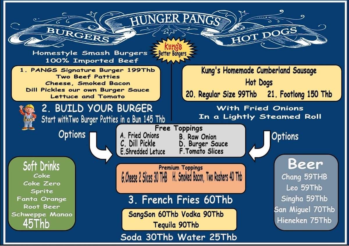 Menu at Hunger Pangs restaurant, Pattaya City