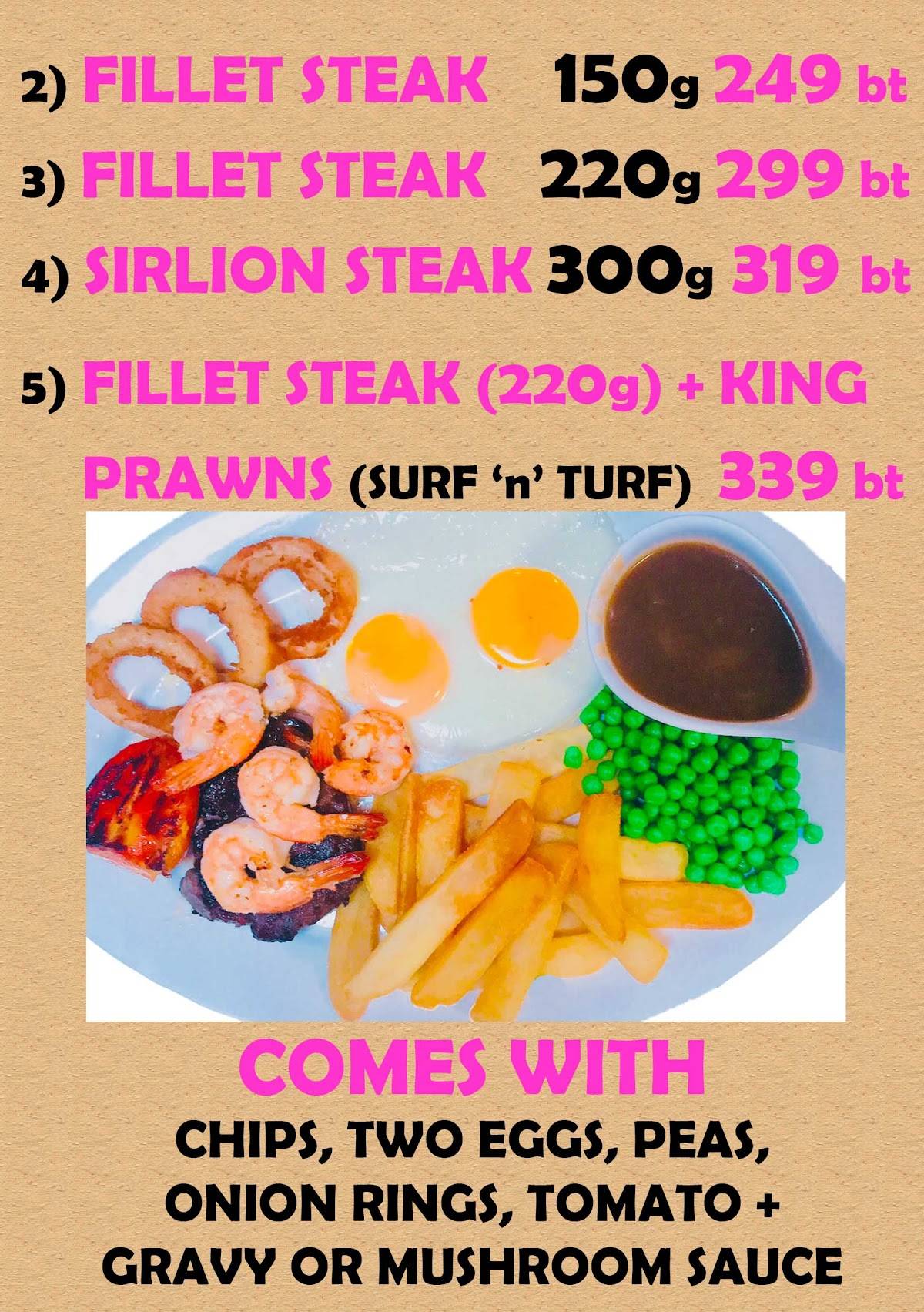 Menu at Hungry Hippo Pattaya restaurant, Pattaya City