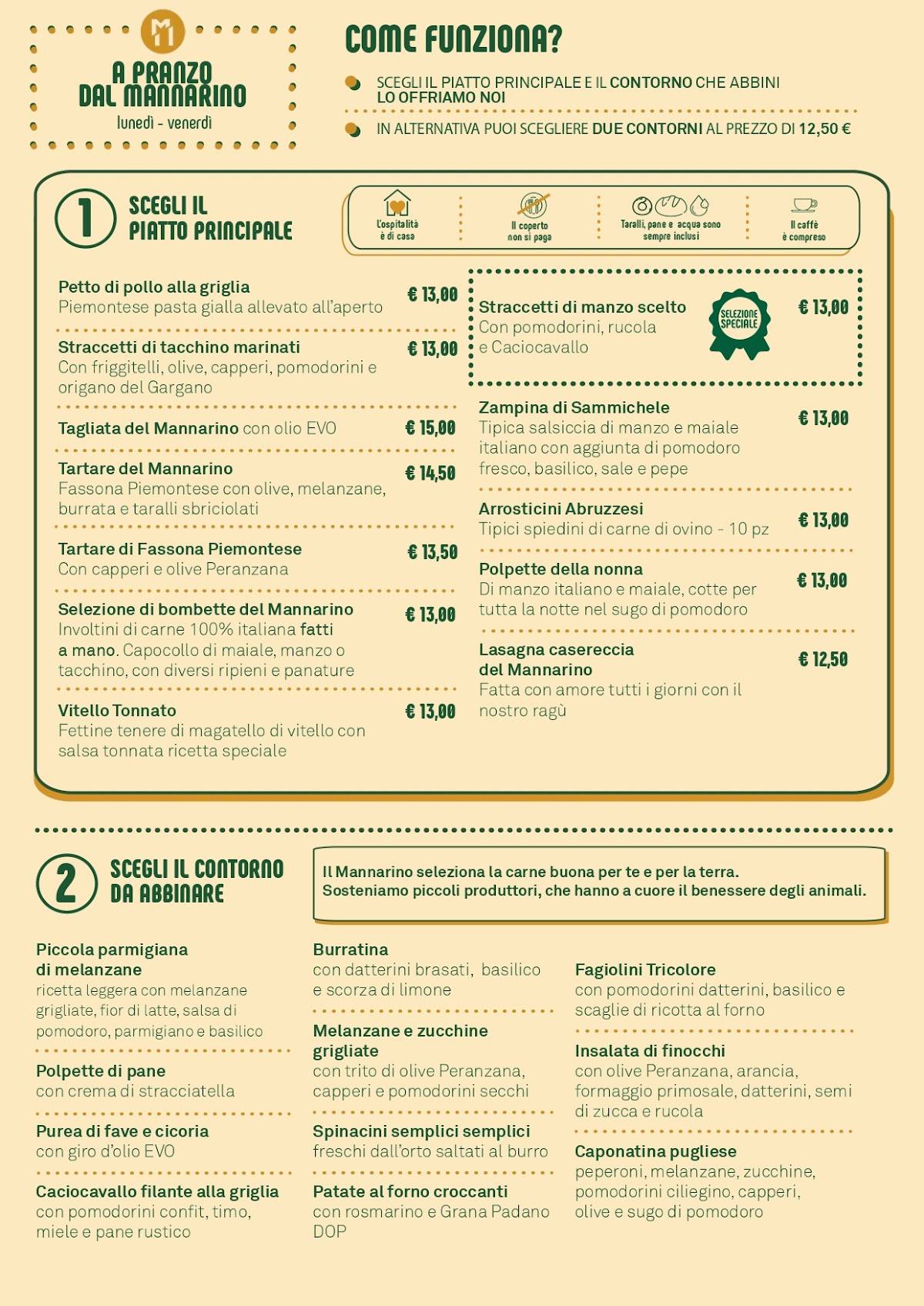 Menu au Il Mannarino Navigli restaurant, Milan
