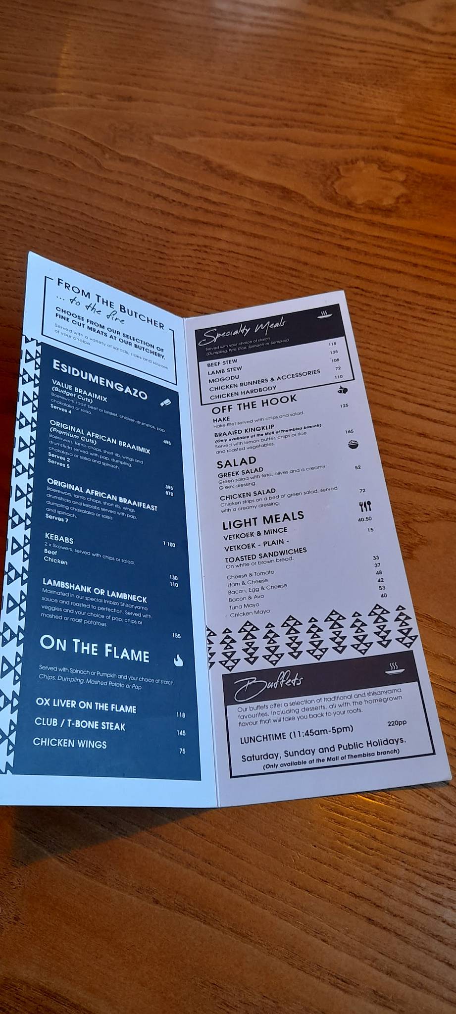 Menu at Imbizo Shisanyama @ Mall of Thembisa restaurant, Tembisa