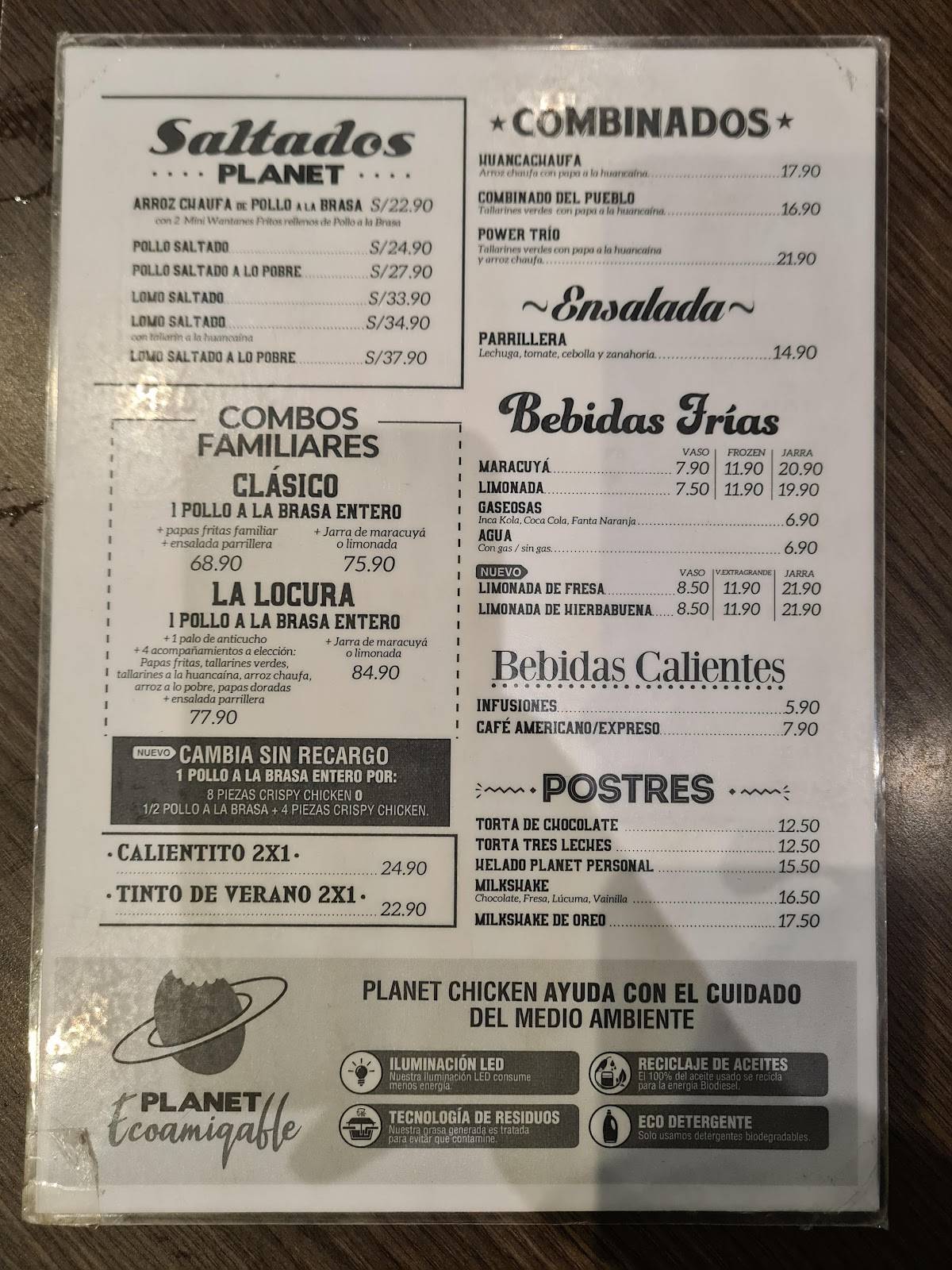 Carta del restaurante Planet Chicken, Independencia