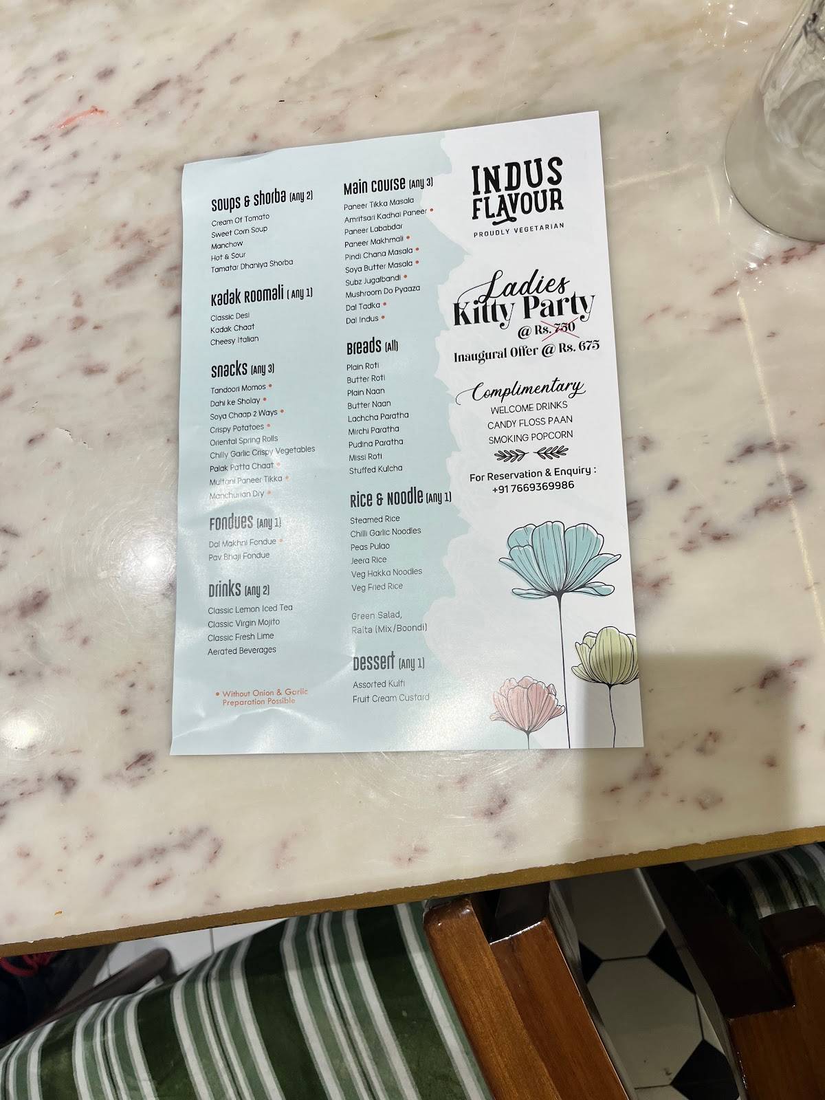 Menu at Indus Flavour Cross River Mall Karkardooma, New Delhi