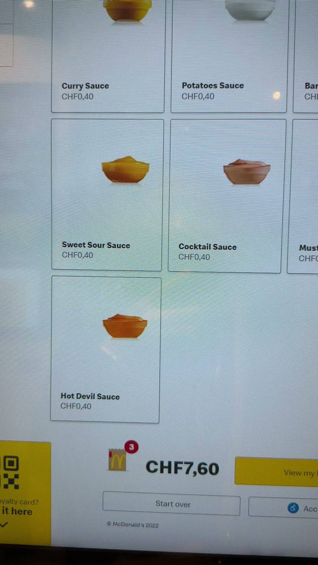 Menu at McDonald’s, Interlaken