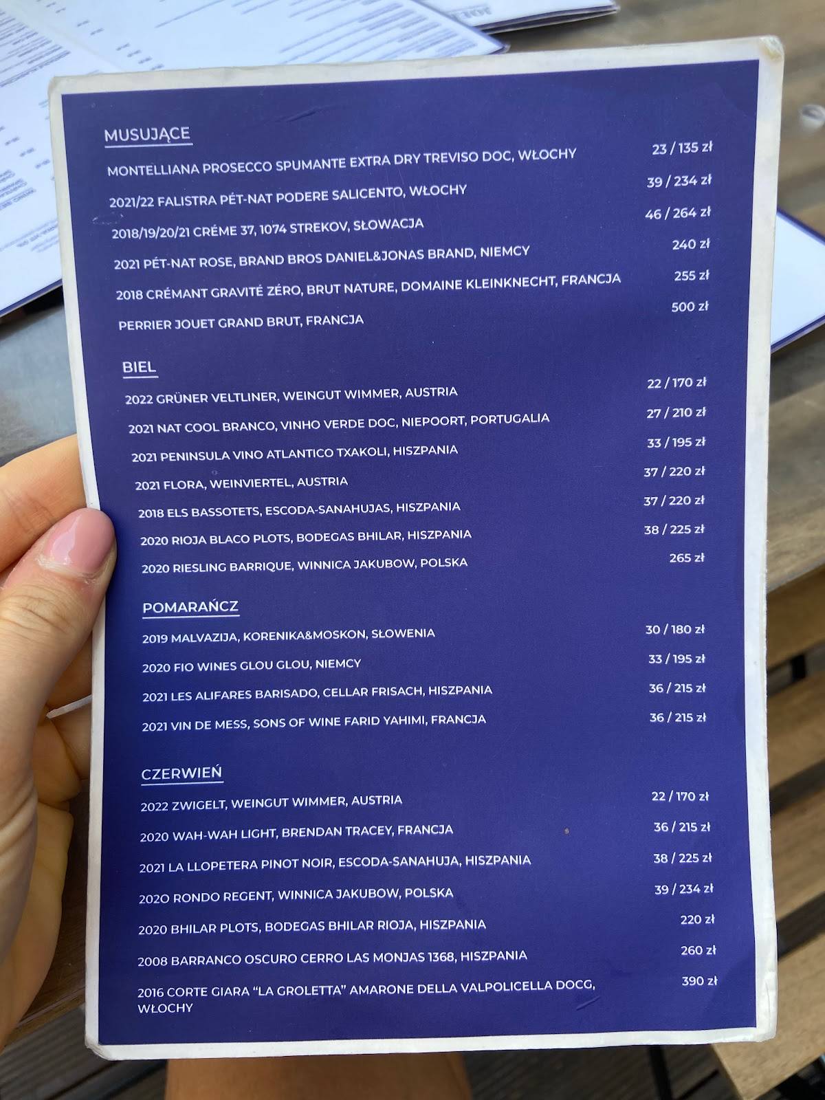 Menu at JOEL SHARING CONCEPT restaurant, Warsaw