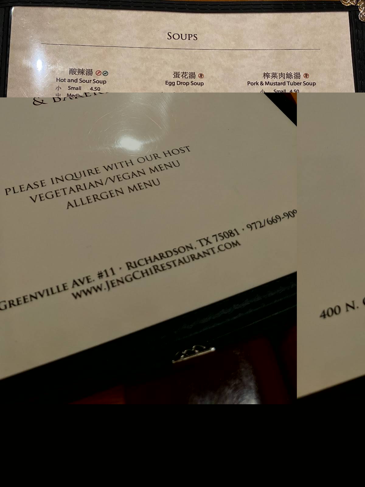 Menu at Jeng Chi Restaurant, Richardson