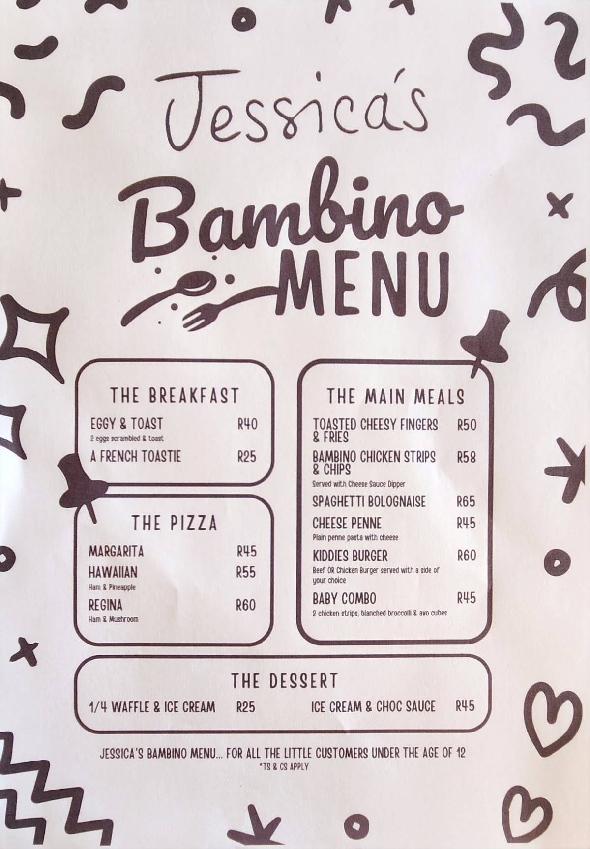 Menu at Jessica's Ruimsig Country Club, Roodepoort