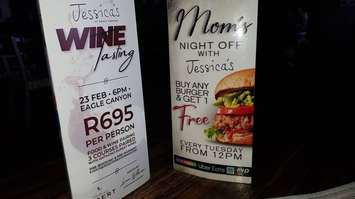 Menu at Jessica's Ruimsig Country Club, Roodepoort