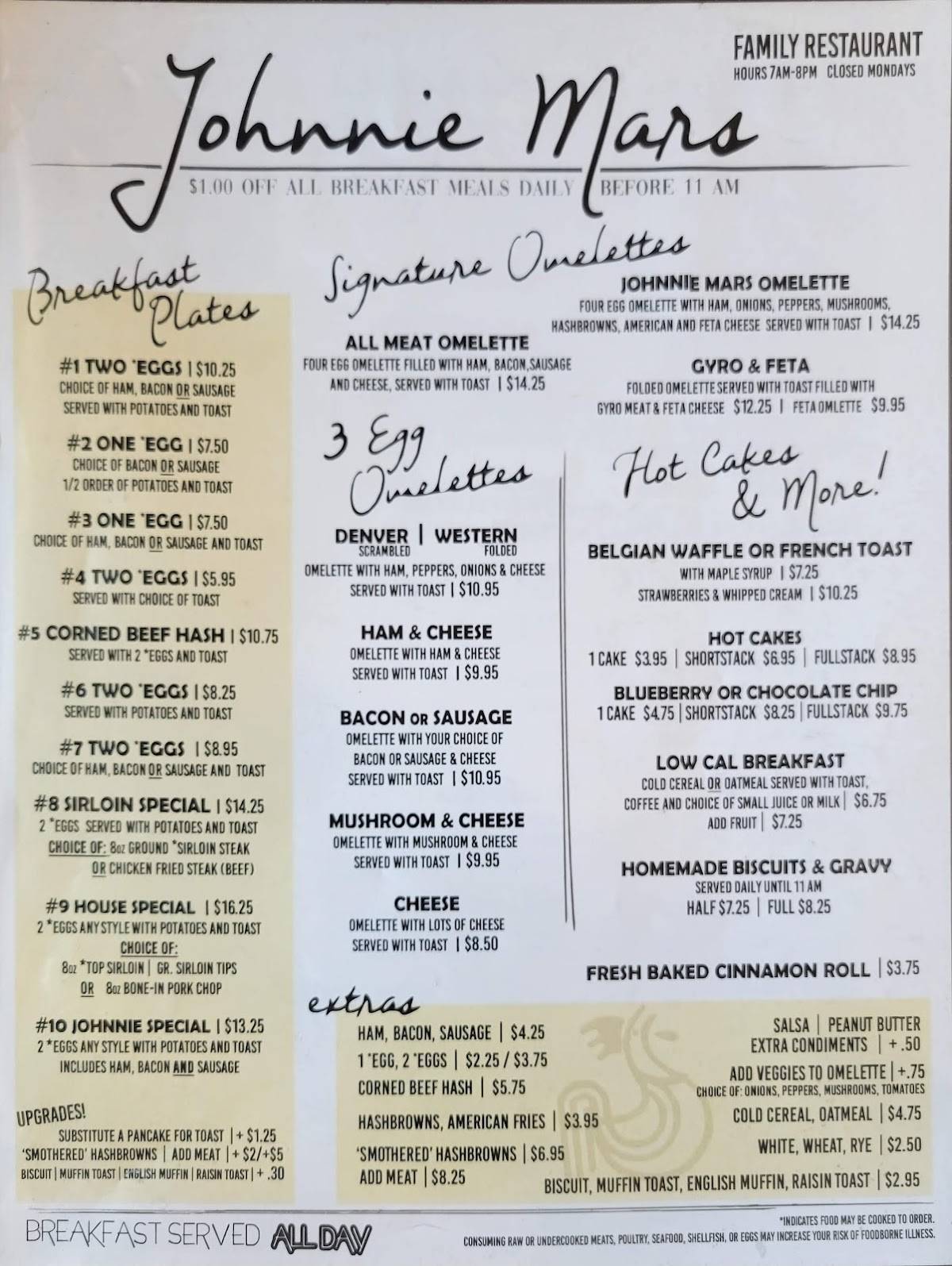 Menu at Johnnie Mars Family Restaurant, Sioux City