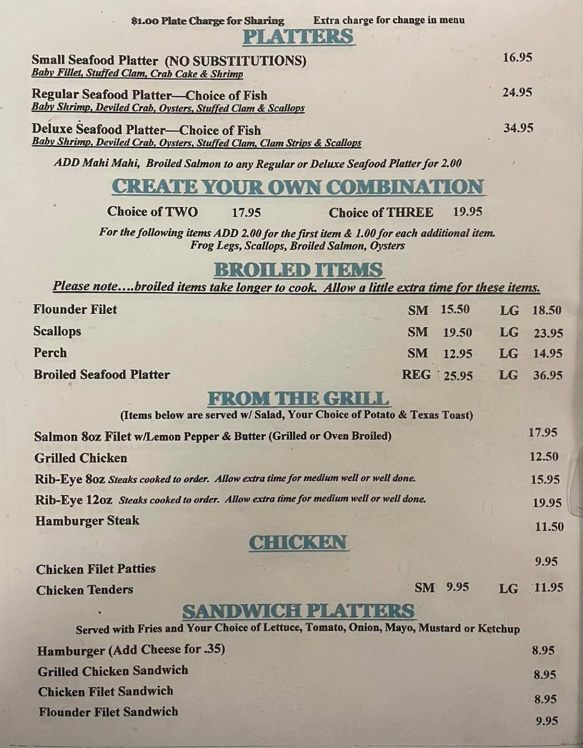 Menu at Jones Fish Camp restaurant, Denver, NC-16