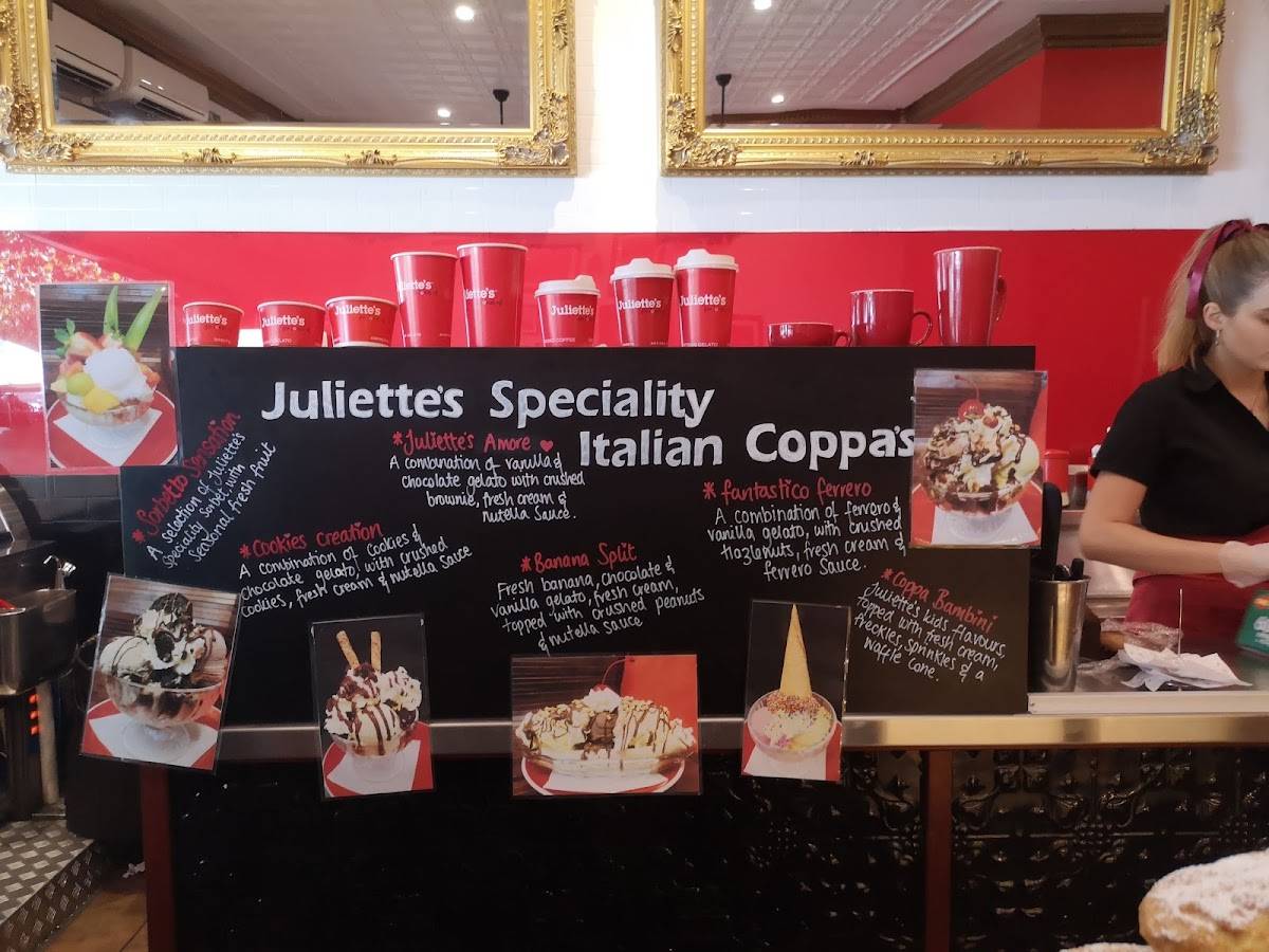 Menu at Juliette's cafe, Townsville