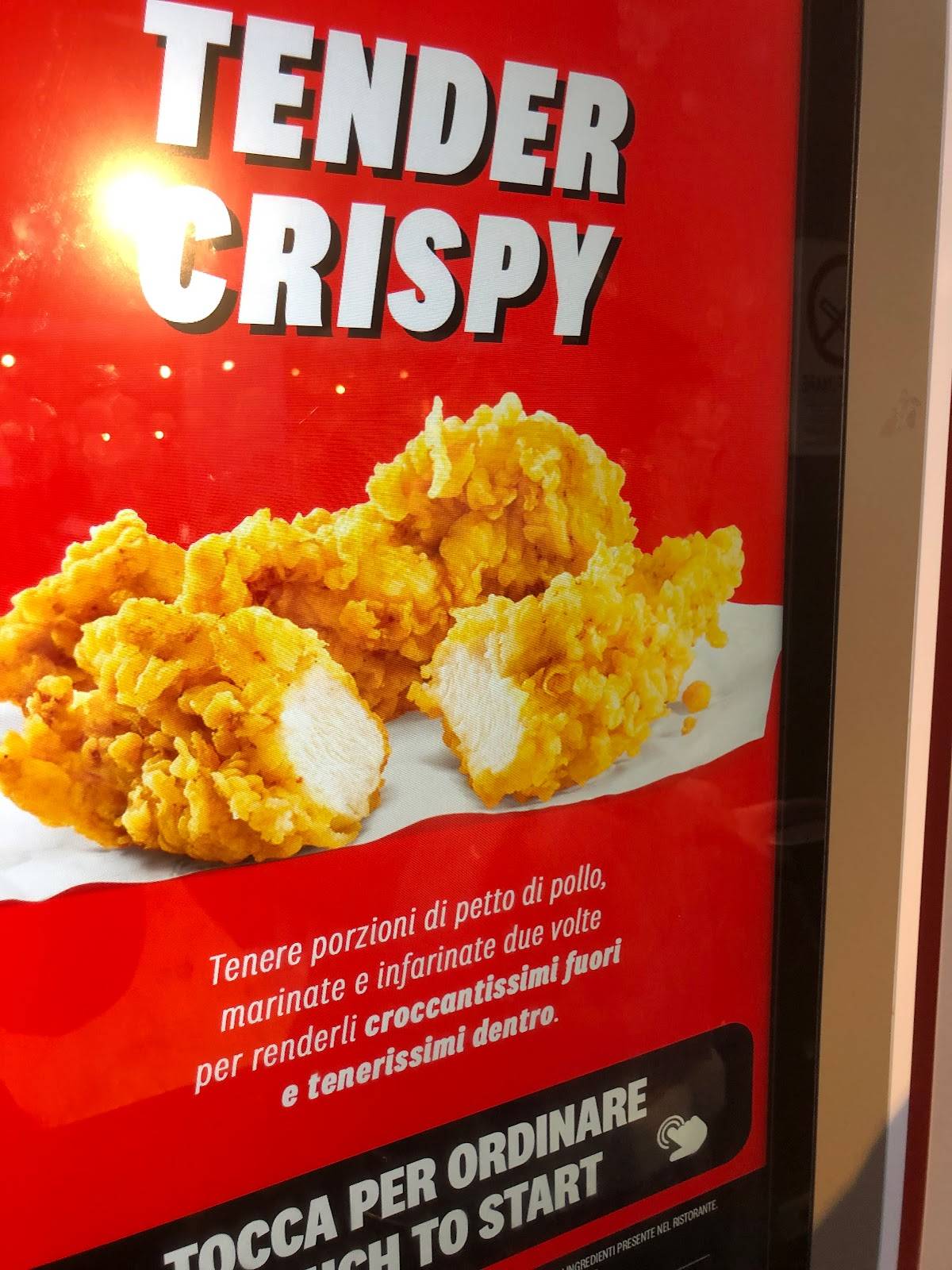 Menu da KFC ristorante, Milano, Via Privata della Passarella