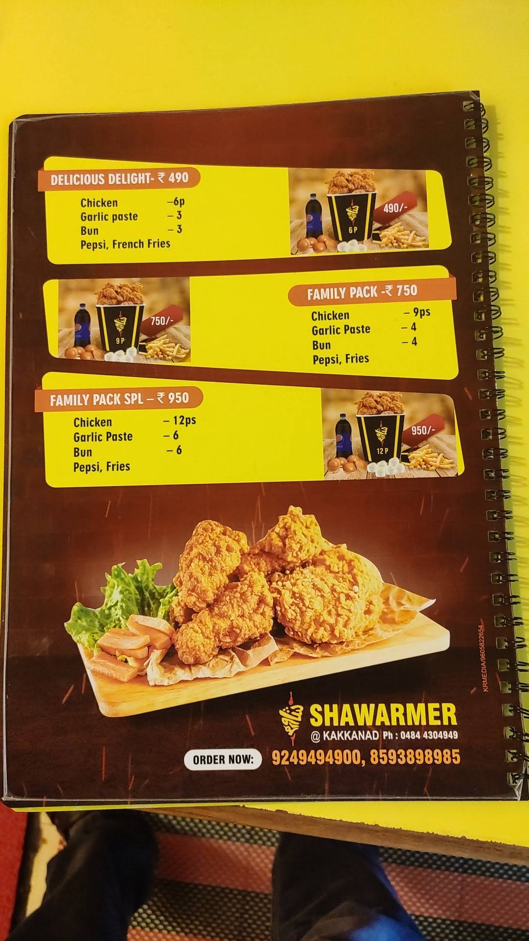 Menu at Shawarmer, Kakkanad