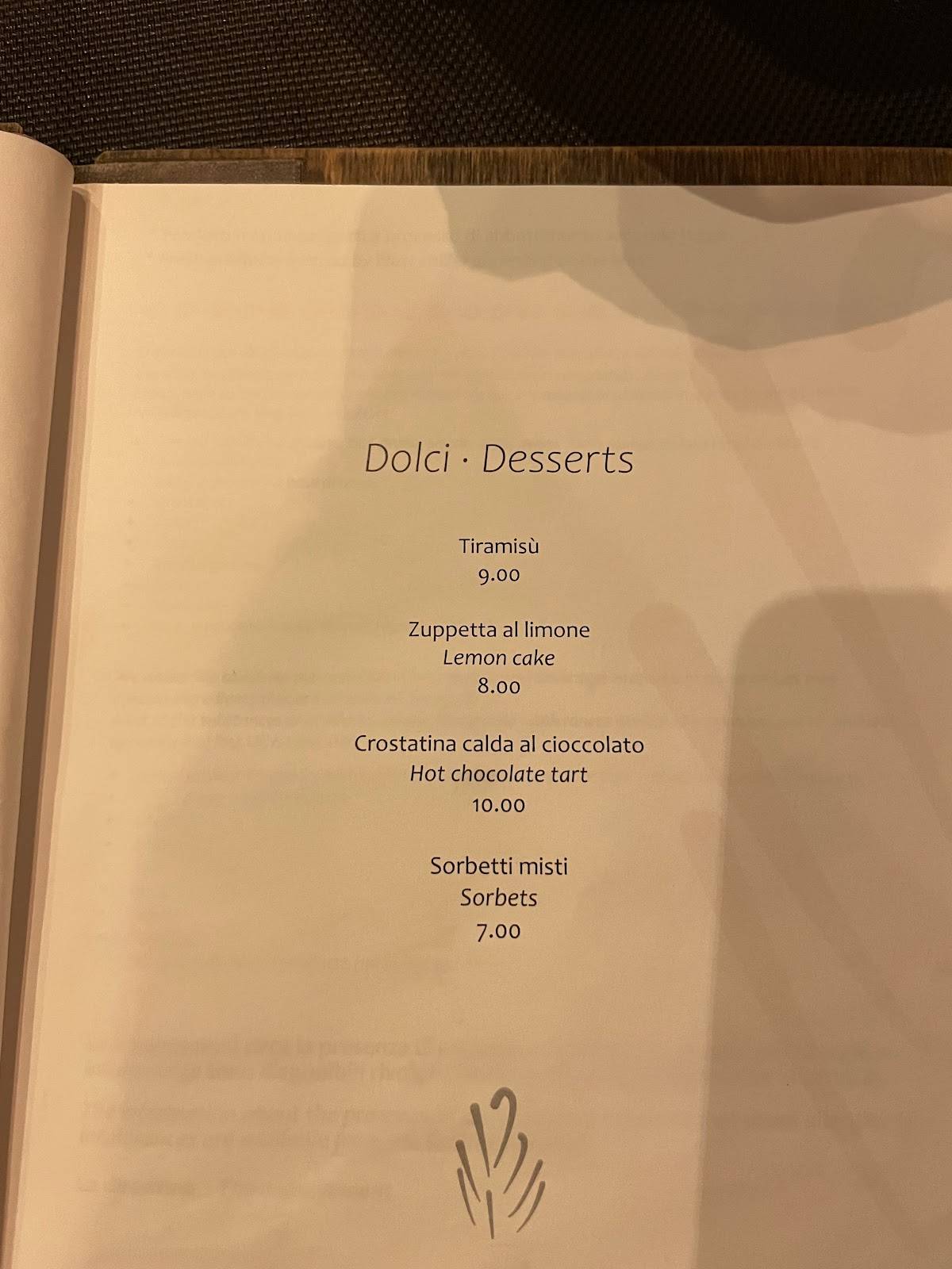 Menu at Kasai restaurant, Praiano