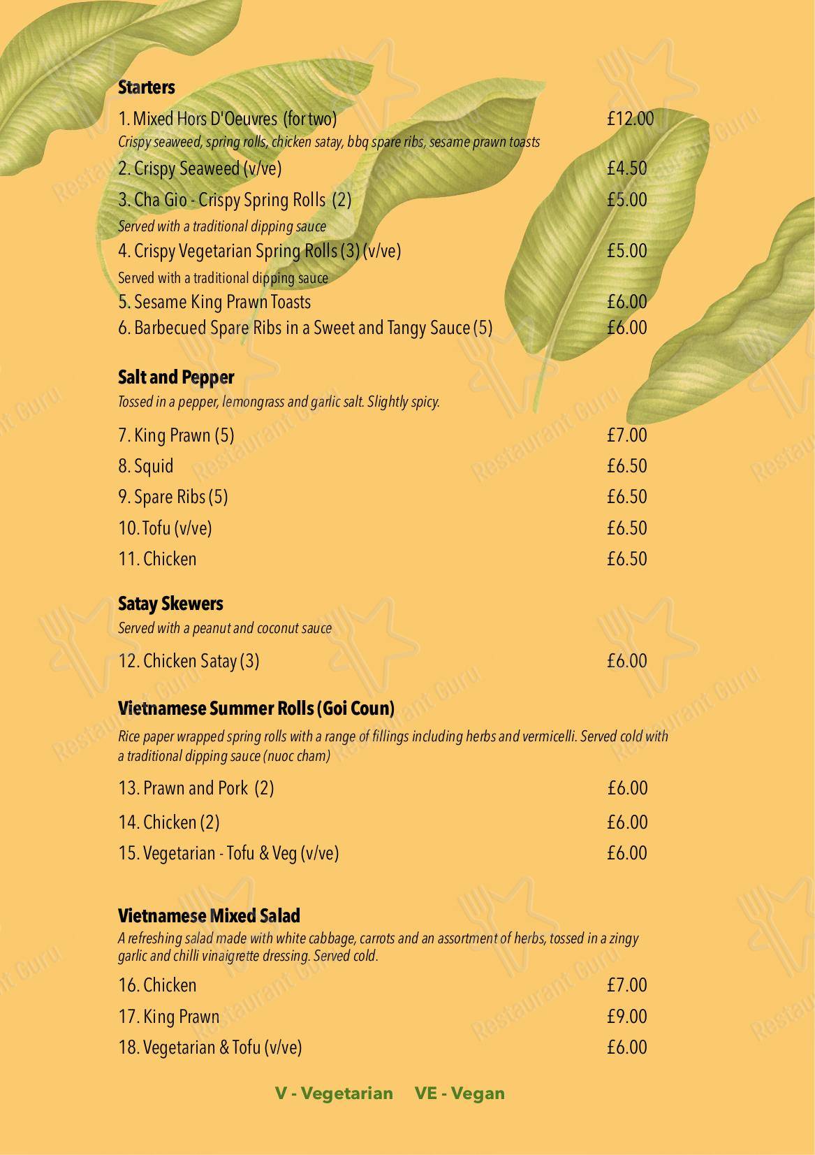 Menu at Kim Pho restaurant, Newton Abbot